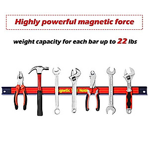 Goplus 6PCS 18" Magnetic Tool Holder, Magnetic Tool Holder Strip, Heavy Duty Magnetic Tool Bar,Space Saving Metal Tool Organizer Rack,Tool Magnet Bar for Workshop Garage Home(Mounting Screws Included)