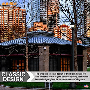 Sunlite 41322 Post Mount Carriage Lamp Fixture, 60 Watts Max, Single Medium Base Socket (E26), 120 Volts, Outdoor, UL Listed, for Residential & Commercial Use