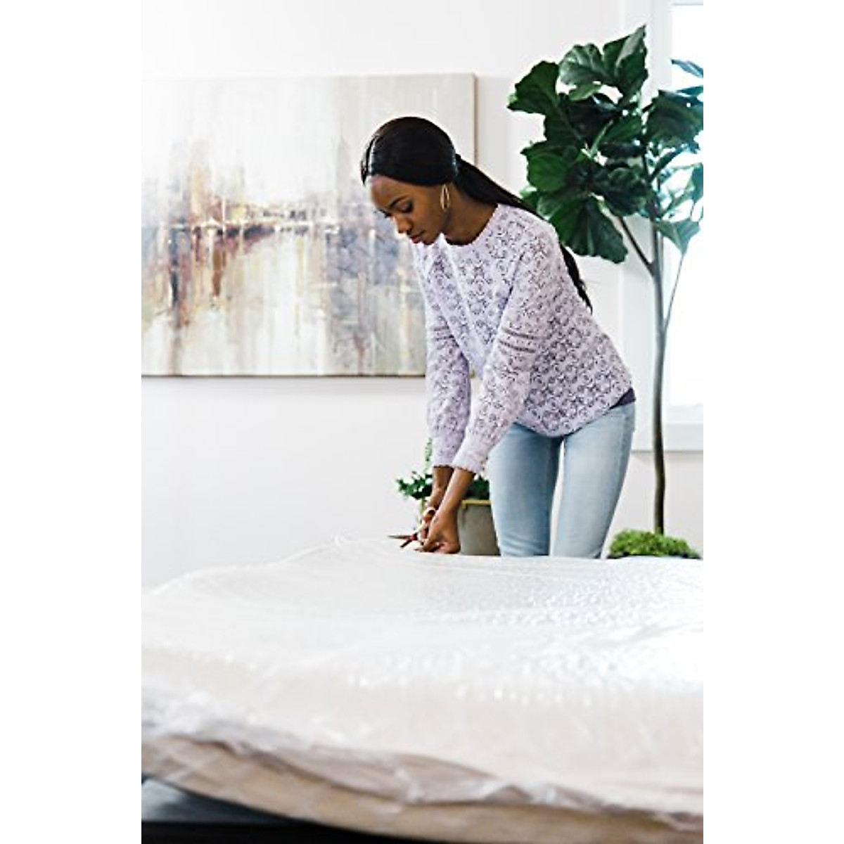 Signature Design by Ashley California King Size Chime 12 Inch Medium Firm Memory Foam Mattress with Green Tea & Charcoal Gel, White