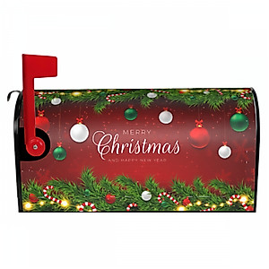 Merry Christmas Mailbox Cover Standard Size Red Christmas Tree Magnetic Mailbox Covers Winter Holiday Large Post Letter Box Covers Garden Yard Home Decor for Outside 21" x18"