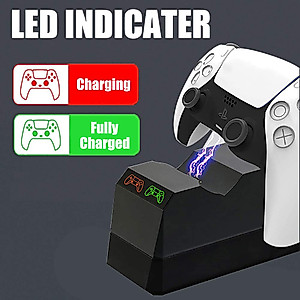 Controller Charging Station Dock Stand Compatible with Playstation 5 with 4 Thumbstick Caps