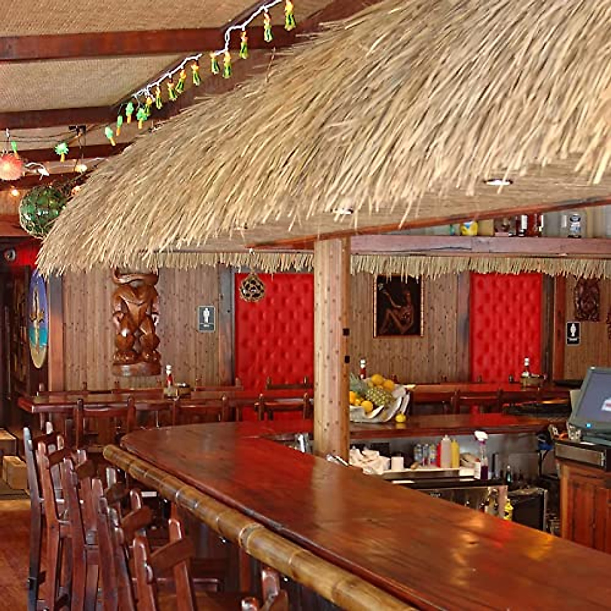 Pealihuy Palm Thatch Tiki Hut Bar Garden Boat Blinds Grass Thatch Roof Decoration Tiki Hut Grass Roof Umbrella Cover Mini Bar Roof and Patio Sunshade,5 PCS