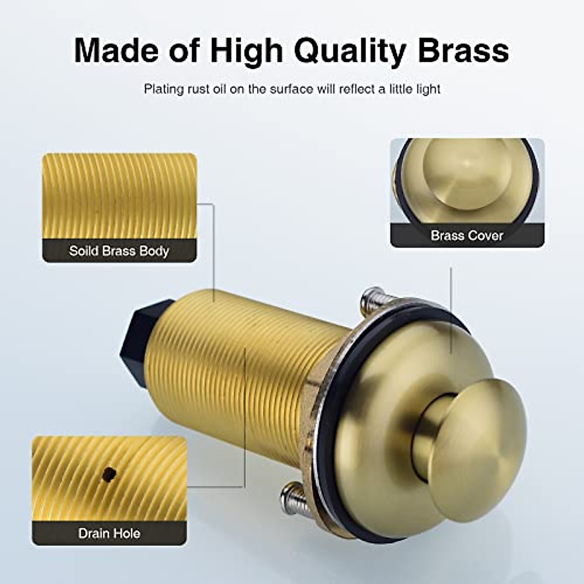 Brushed Gold Garbage Disposal Air Switch Kit with Single Outlet Sink Top Waste Disposal Solid Brass On/Off Air Button Food and Waste Disposals Part