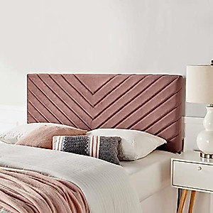Modway Alyson Angular Channel Tufted Performance Velvet Full/Queen Headboard in Dusty Rose