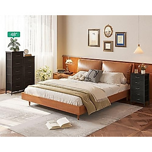 AODK Dresser for Bedroom with 5 Storage Drawers, 48" Tall Dresser Chest of Drawers Fabric Dresser with Sturdy Steel Frame, Black