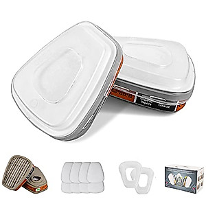 6001 Filter Cartridges for Respirator Mask with Filters, Dust-Proof, Painting-Proof, Organic Vapor, Pollen and Chemical Cartridges (Brown)