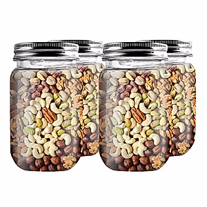 novelinks 16 Ounce Clear Plastic Jars Containers With Screw On Lids - Refillable Round Empty Plastic Slime Storage Containers for Kitchen & Household Storage - BPA Free (10 Pack)