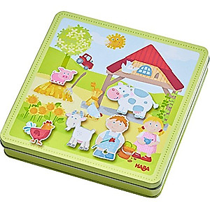 HABA Peter and Pauline's Farm Magnetic Game with 4 Background Scenes in Storage Tin