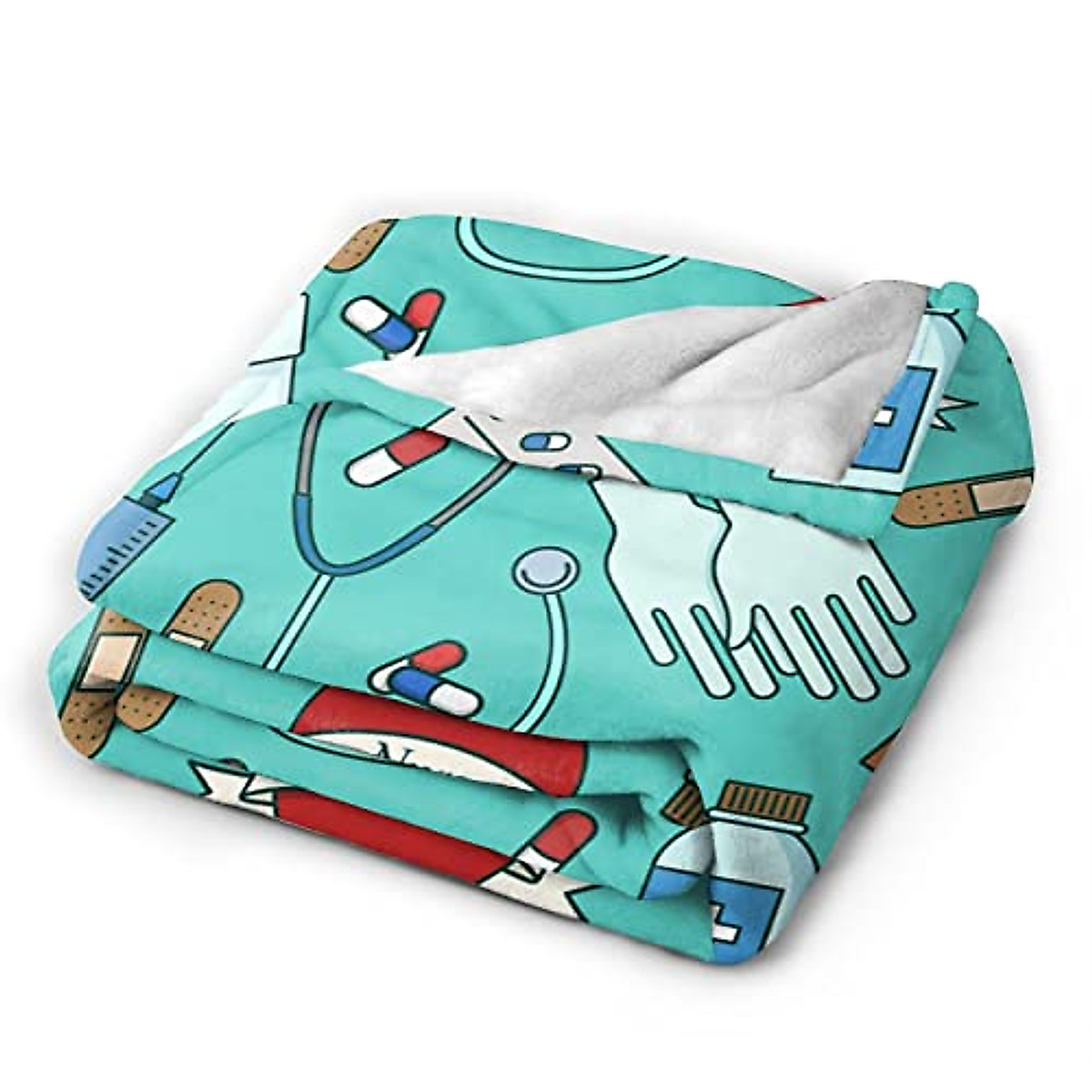 Hmklpi Nurse Medical Theme Blanket Nurse Gifts for Women Ultra Plush All Season Lightweight Cozy Flannel Throw Blanket for Bed Chair Car Sofa Couch Bedroom 50"x40"