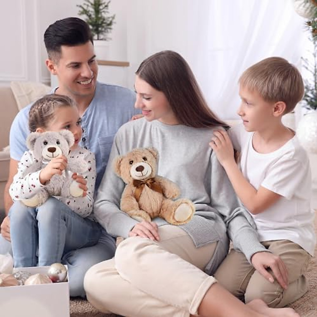 UHousDeco 13.5 Inch 3 Packs Cute Teddy Bear Stuffed Animal Plush Toys Gift for Kid, Grey Tan Brown