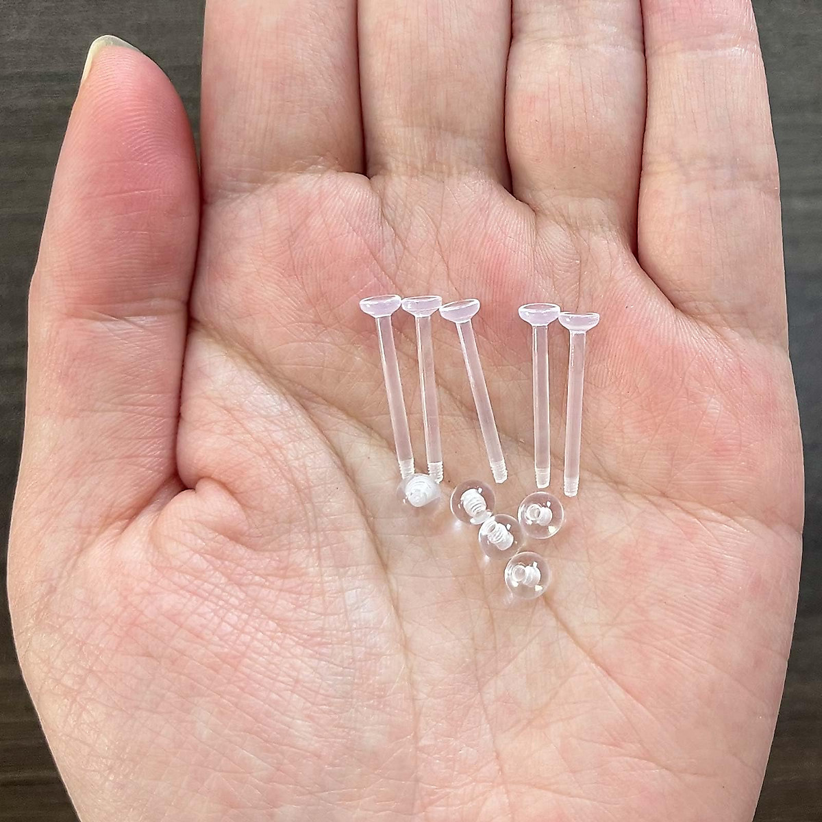 NewkeepsR 5pcs-14G(1.6mm) Thickness, 16mm(5/8'') Length, Bioplast Flexible Clear Tongue Ring Plastic Retainer, Unnoticeable Flat Labret Spacers