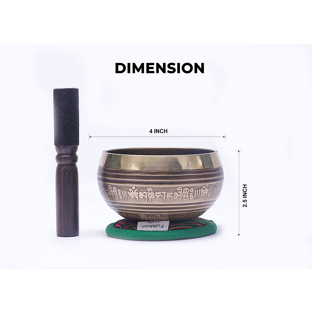 Full Moon Craft's Spiral Tibetan Singing Bowl Set for Yoga, Meditation, Mindfulness, Easy to Learn and Best for Gift