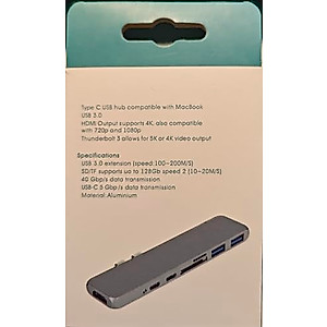 7-in-1 Dual Type-C Hub Multiport Card Reader Adapter HDMI for MacBook Pro