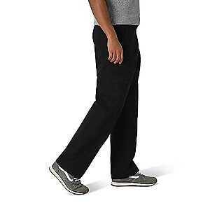 Wrangler Authentics Men's Big & Tall Relaxed Fit Cargo Pant (Logan), Black Twill, 44W x 30L