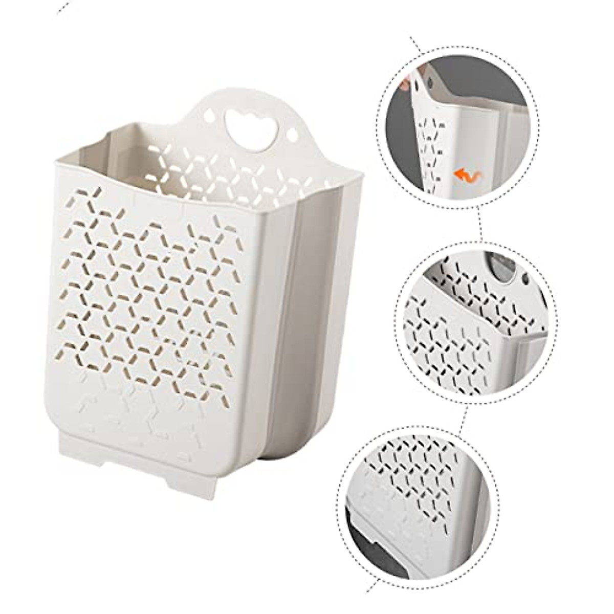 Cabilock 3 Sets Holding Mounted Hanging Space Household Clothes Sticky Wall Laundry for Mesh Hamper Bathroom Mount Container with Folding Dirty Basket Foldable Plastic Hook Organizers Kids