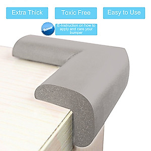 Elf Star 12 Pcs Extra Thick Premium High Density Furniture Table Edge & Corner Guard Baby Proofing Bumper Protector - Jumbo Size Value Pack Brown