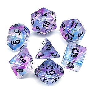 Dice DND Polyhedral Dice RPG Dice for Dungeons and Dragons,Pathfinder,MTG,D&D,Role Playing Games Black Green Transparent Dice with Color Changing Glitter