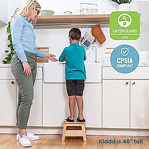 ECR4Kids Folding Step Stool with Handle, Kids Furniture, Natural