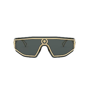 Versace VE 2226 100287 Gold Metal Shield Sunglasses Grey Lens