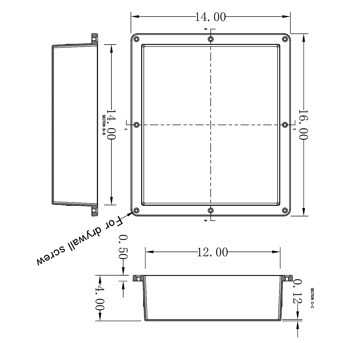 Ready For Tile Waterproof Leak Proof 16" x 14" Bathroom Recessed Shower Niche - Single Bathroom Shelf Organizer Storage For Shampoo & Toiletry Storage STR-1614 - Flush Mount Installation