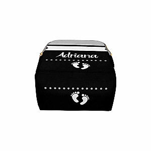 Newcos Personalized Cute Babt Foot Prints and Dots Diaper Bag with Name Nappy Bags Travel Casual Mummy Backpack for Mom Women