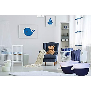 StorageWorks 100% Natural Cotton Rope Hand-Woven Basket- Two Color Design- White & Seaglass- 2 Pack