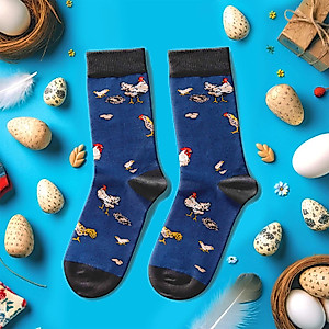 HAPPYPOP Funny Chicken Gifts Men Chicken Gifts for Chicken Lovers Rooster Gifts, Farm Animal Chicken Socks