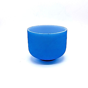TAIFENG G Note Throat Chakra Blue Colored Quartz Frosted Crystal Singing Bowl 8 inch