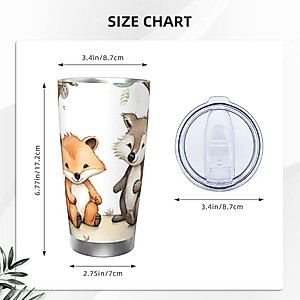 AYCZN Fox Couple 20 OZ Tumbler Stainless Steel Travel Coffee Mug, Fox Flower Insulated Water Bottle with Lid Leakproof Thermal Cup