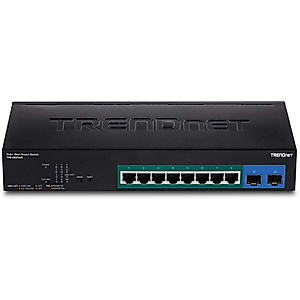 TRENDnet 10-Port Gigabit Web Smart PoE+ Switch, 8 x Gigabit PoE+ Ports, 2 x SFP Slots, Vlan, QoS, IPv6 Support, 20Gbps Switching Capacity, 75W PoE Power Budget, Lifetime Protection, Black, TPE-082WS