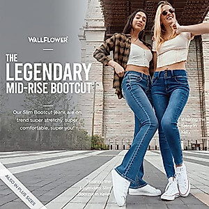 WallFlower Women's Legendary Bootcut Mid-Rise Insta Stretch Juniors Jeans (Standard and Plus), Keller, 15