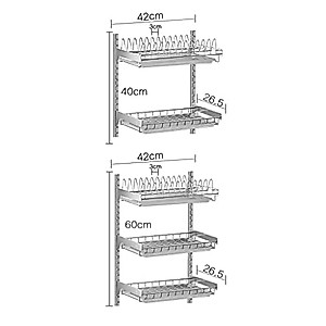 JUNXIAN Dish Rack Dish Rack, Dish Drainer, Kitchen Dish Rack Storage Shelf, 2 Tier Dish Rack Holder, Dish Drying Rack Dish Containers(A)