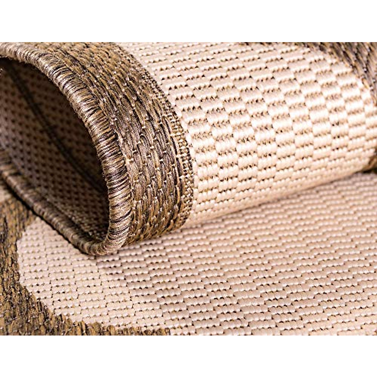 Unique Loom Trellis Collection Area Rug-Lattice Border Design, Moroccan Inspired for Indoor/Outdoor Décor, 2 ft 2 in x 3 ft, Brown/Beige