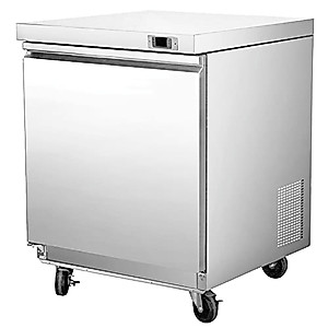 DUURA DUR29 Commercial Undercounter Refrigerator with Self Closing Single Stainless Steel Door Swivel Casters and Heavy Duty Epoxy Coated Wire Shelf, 6.7-Cu.Ft, Metallic