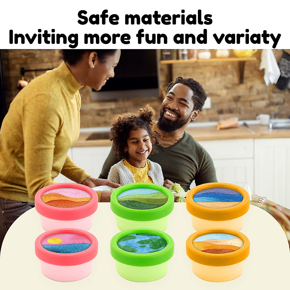 HOUSYLOVE Plastic Small Containers With Lids For Lunch Box, Colorful Painting Mini Containers With Lids, Tiny Containers With Lids, Dip Containers For Lunches, 6 Pack