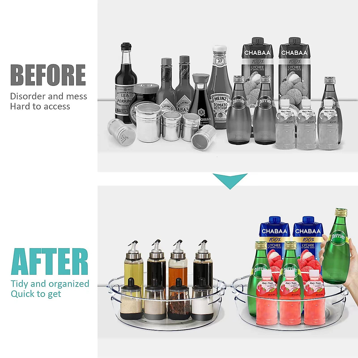 ULIVE Clear Lazy Susan, Round Plastic Rotating Turntable Organization，Suitable for Kitchen, Bathroom，Lazy Susan Refrigerator， Organizer Pantry, Cabinet, Transparent