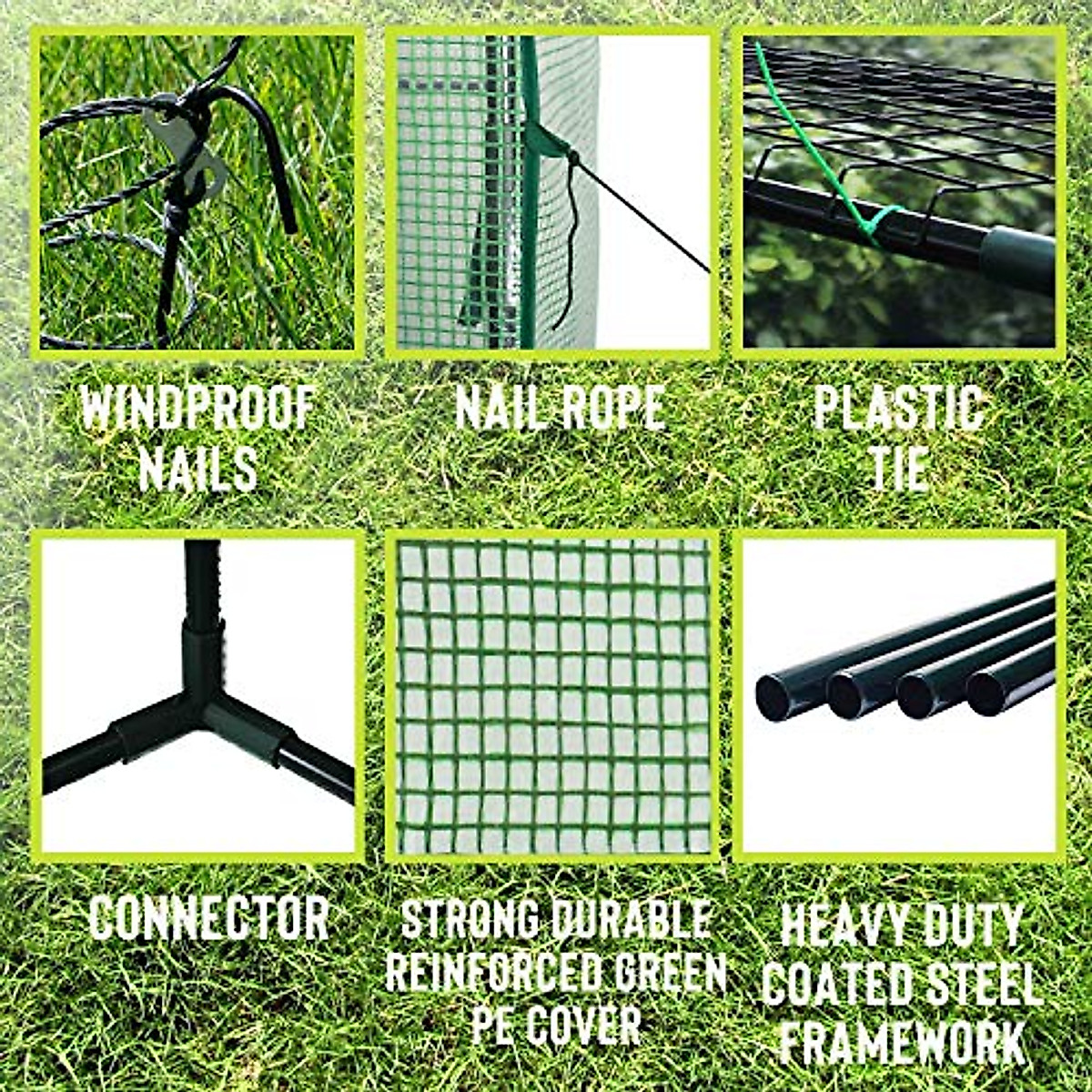 Deluxe Green House 56" W x 56" D x 77" H,Walk in Outdoor Plant Gardening Greenhouse 2 Tiers 8 Shelves - Window and Anchors Include!(Green)