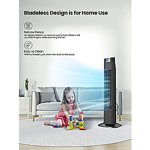 Uthfy Tower Fan for Bedroom, Quiet Oscillating Fan for Indoors with 7.5H Timer, 3 Speeds 3 Modes, Portable Standing Bladeless Fan that Blow Cold Air, for Office, Room, Living Room, 32 Inch