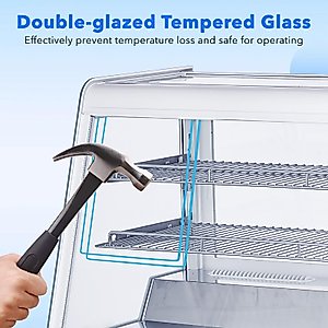 Garvee Refrigerated Display Case 6.5 Cu.Ft. Countertop Pastry Display Case Commercial Display Refrigerator w/LED display Air-cooling Automatic Defrost Rear Sliding Door