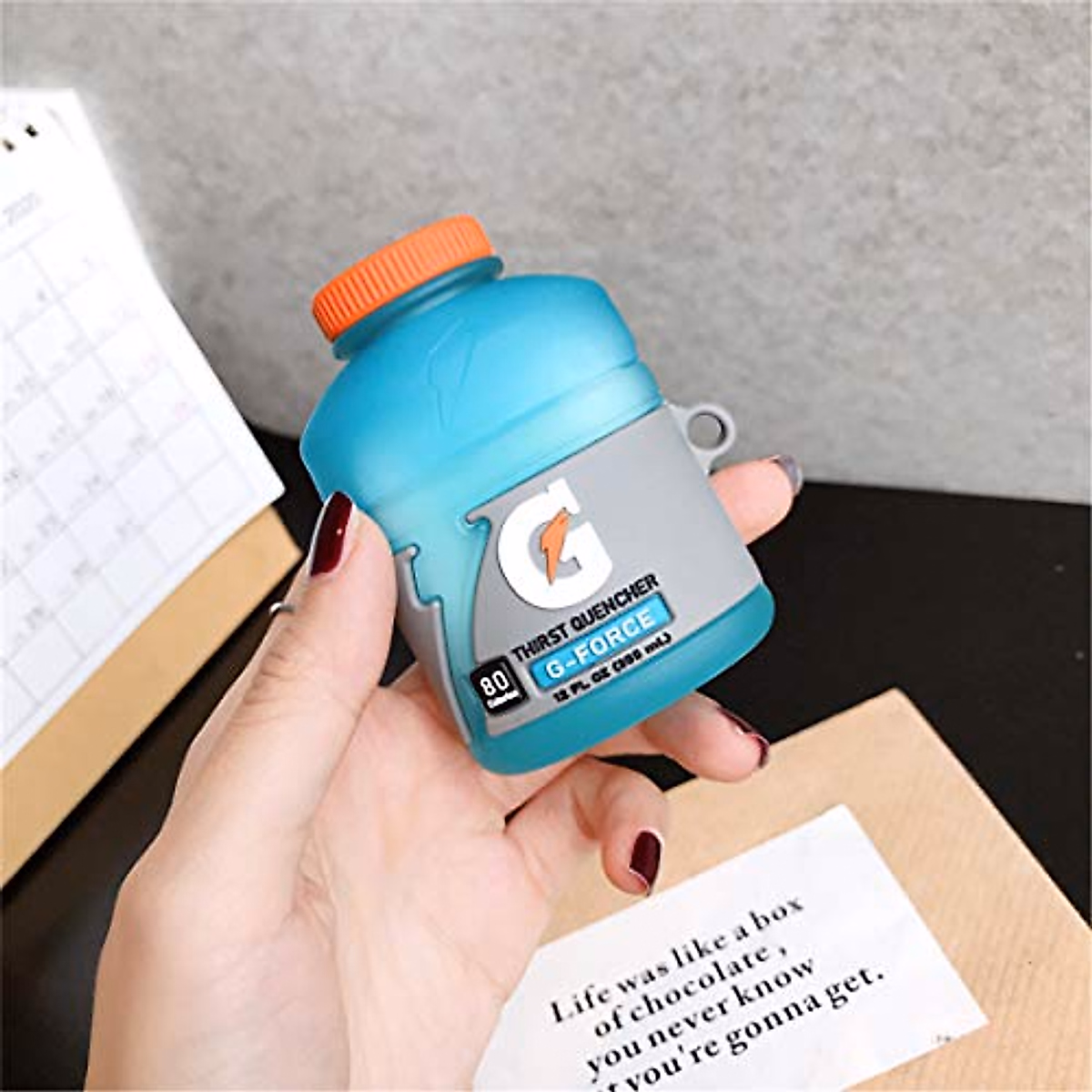 Shineyii for Airpod 2/1 Case Soft Silicone Cute Cartoon Kawaii Funny Cover Fashion Protective Skin Accessories Keychain Boys Kids Teens Cases Compatible with Airpods 2&1, Blue Bottle