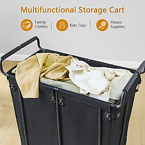 Gewudraw Large Laundry Hamper with Wheels, 360L Rolling Big Laundry Basket for Clothes Storage, Heavy Duty Extra Large Rolling Laundry Cart with Handle, Steel Frame, Waterproof Liner, 95.1 Gallons