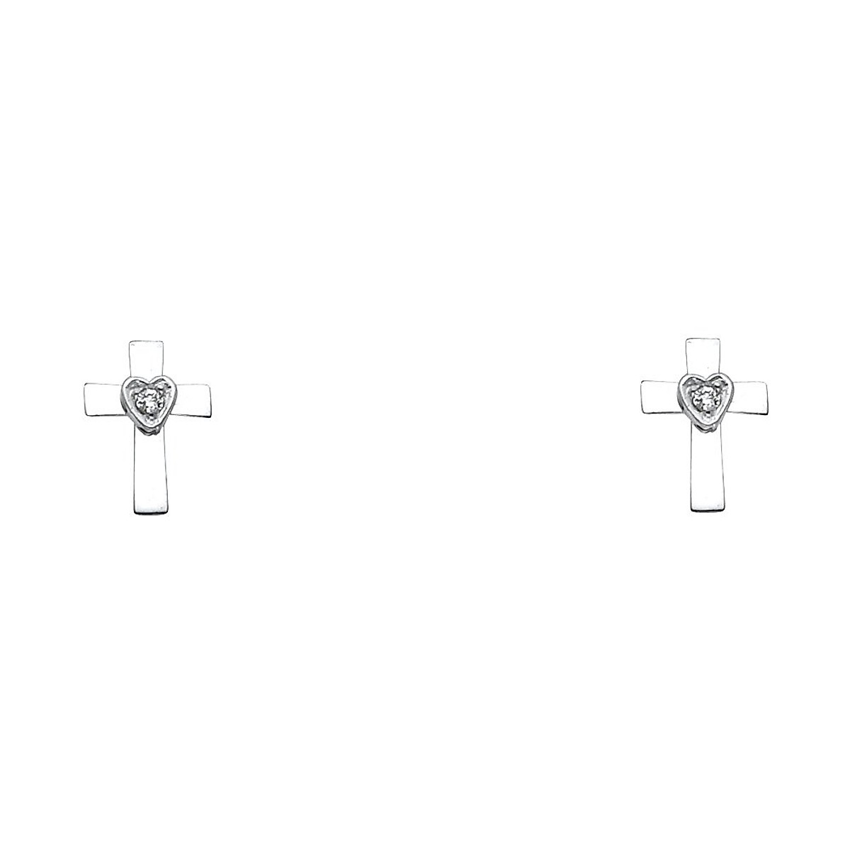 14k White Gold Cross Stud Earrings with Screw Back