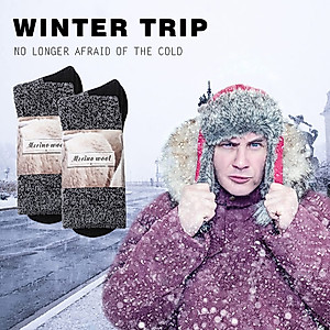 Loritta 2 Pack Merino Mens Wool Socks, Winter Warm Thermal Socks for Men Cold Weather