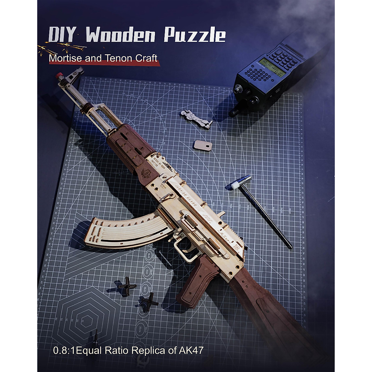 RoWood 3D Puzzles for Adults,Rubber Band Gun,DIY Wooden Puzzles Wooden Model Building Kit Creative Toy Wooden Kits Assembly Puzzles,Gifts for Adults&Teens