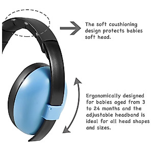 PandaEar Baby Ear Protection Noise Cancelling HeadPhones Ages 0-3 Years | Infant Hearing Protection Earmuffs -Blue