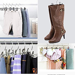 Boot Hangers with Clips, Double Adjustable Clips Boot Rack Organizer, Boot Holders to Keep Them Straight, Portable Multifunctional Hangers for Jeans, Hats, Tall Boots, Towels 6 Pack