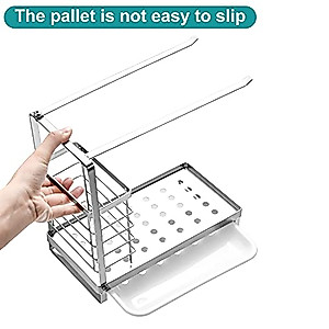 SUBEKYU Sink Caddy Kitchen Sink Organizer with Drain Pan, 304 Stainless Steel Dishcloth Holder, Sponge Holder for Kitchen Sink