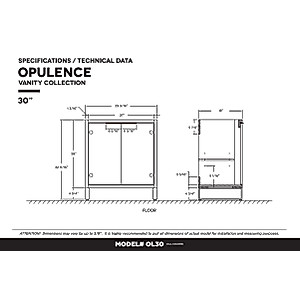 Fine Fixtures Opulence Collection 30 in. W x 18 in. D x 33 in. H Bathroom Vanity in Pastel Blue with White Ceramic Sink - Chrome Hardware