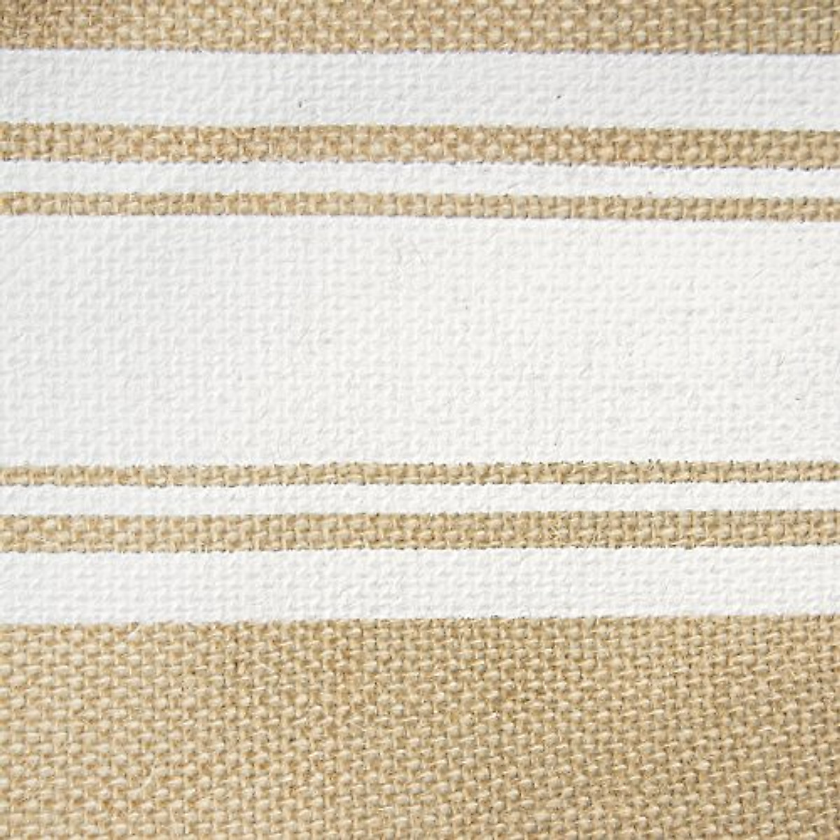 DII Burlap Collapsible Storage Bin with Cotton Handles, Medium Round, 15x12, White Border