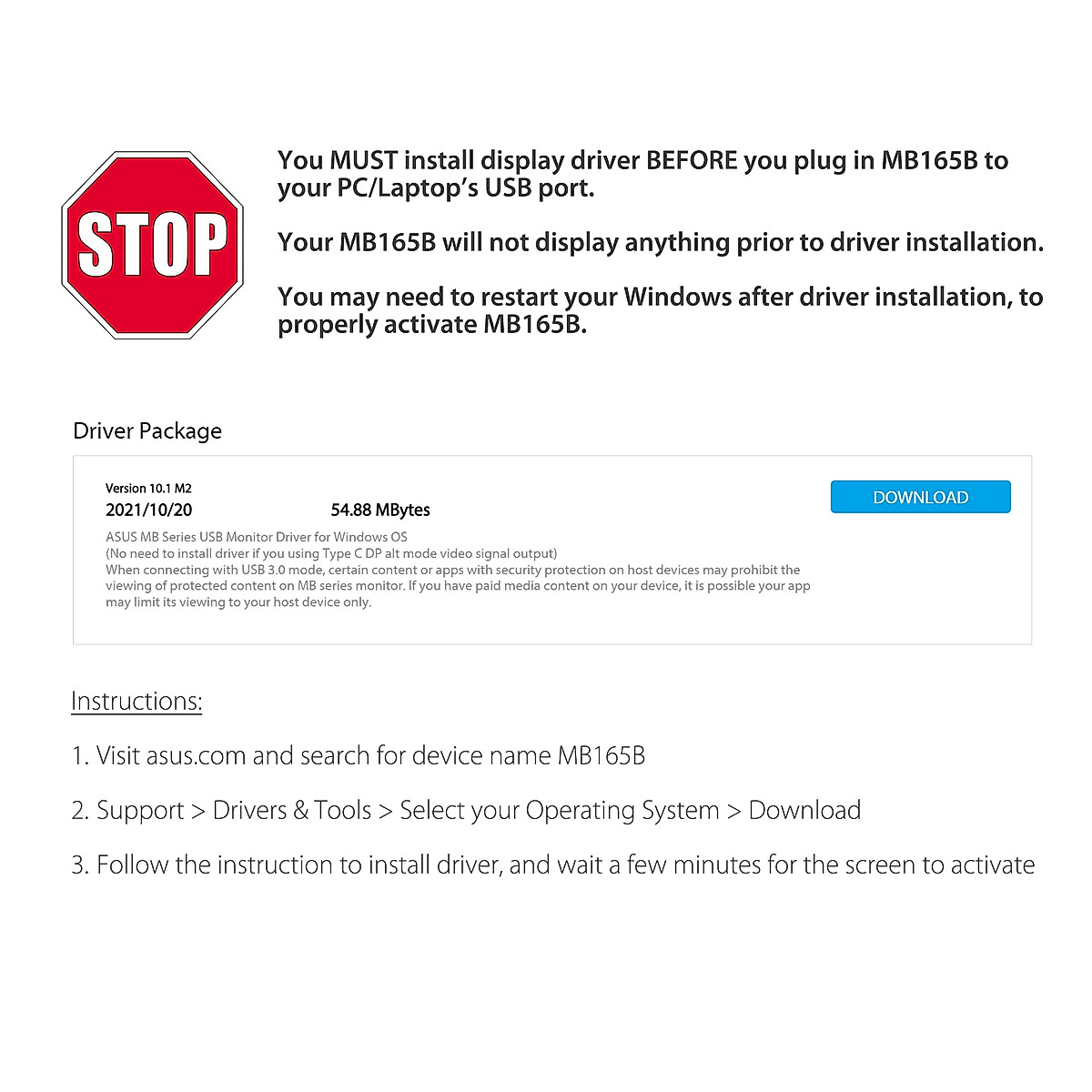 ASUS ZenScreen 15.6” Portable USB Monitor - Narrow Bezel, Micro USB, USB-powered External Monitor, Tripod Mountable, Protective Sleeve, Travel Monitor For Laptop & Macbook - MB165B, 1366 x 768 Pixels